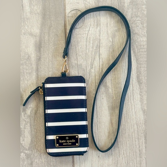 kate spade | Bags | Kate Spade Black And White Striped Lanyard | Poshmark